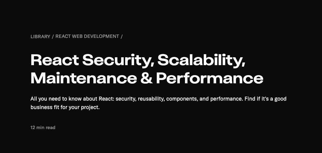 React Security, Scalability, Maintenance & Performance